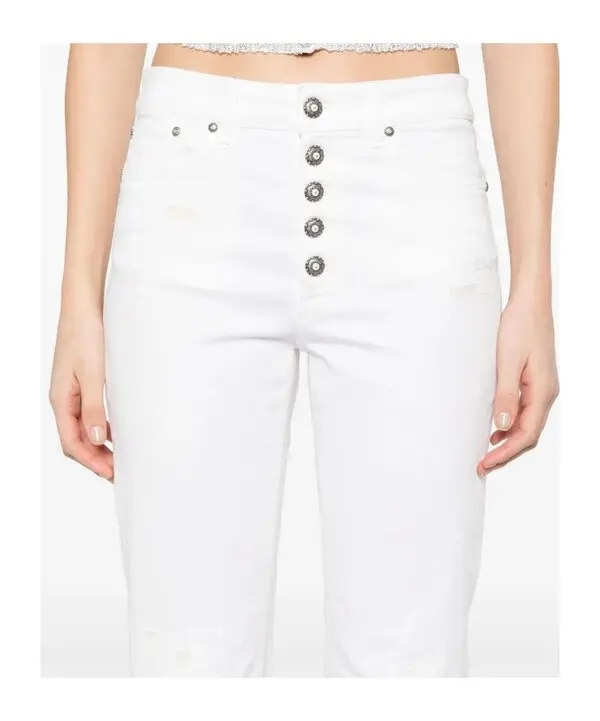 DONDUP Single-breasted Button-up Denim Trousers - White