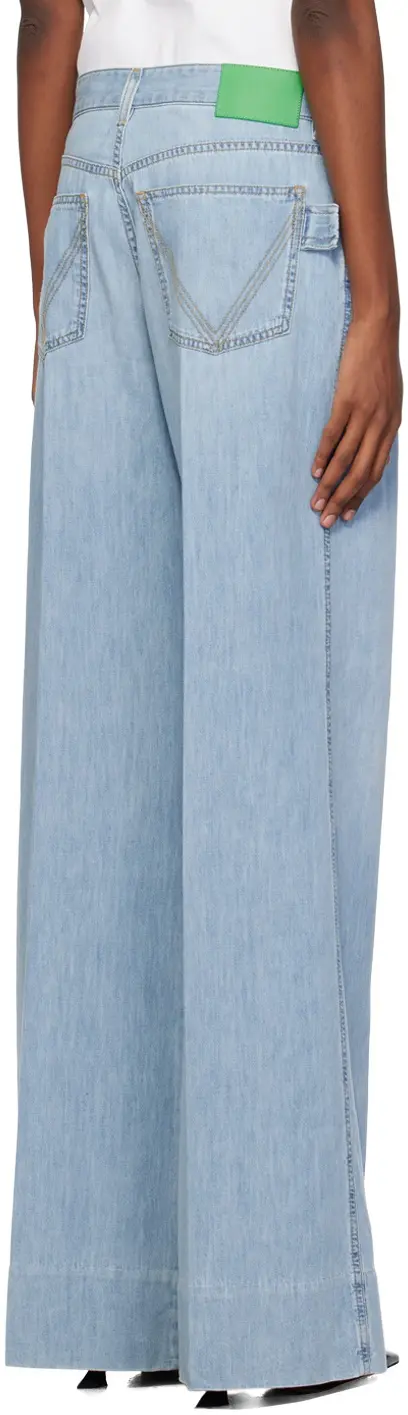 Bottega Veneta Logo Patch Wide Leg Jeans
