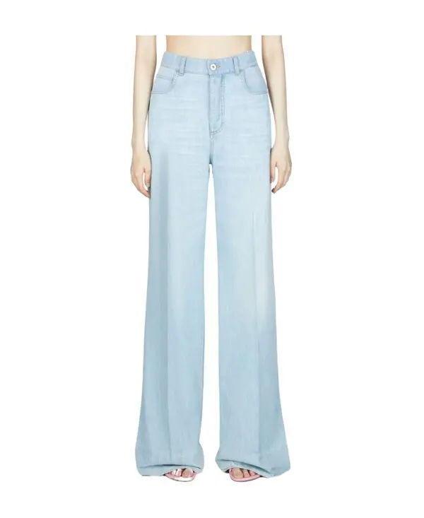 Bottega Veneta Logo Patch Wide Leg Jeans
