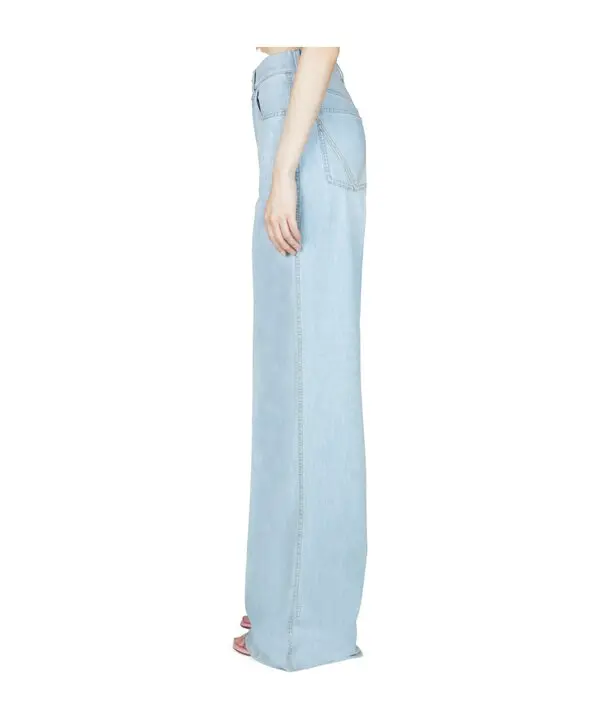 Bottega Veneta Logo Patch Wide Leg Jeans