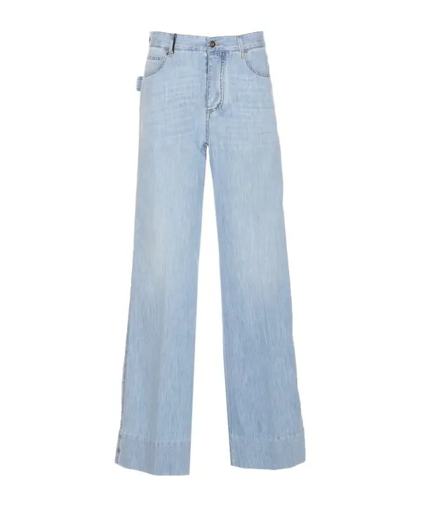 Bottega Veneta Logo Patch Wide Leg Jeans