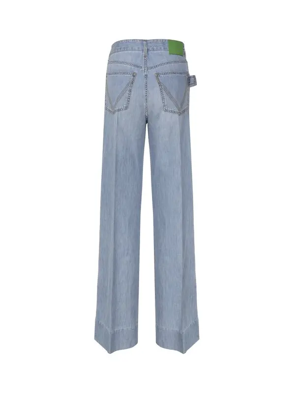 Bottega Veneta Logo Patch Wide Leg Jeans