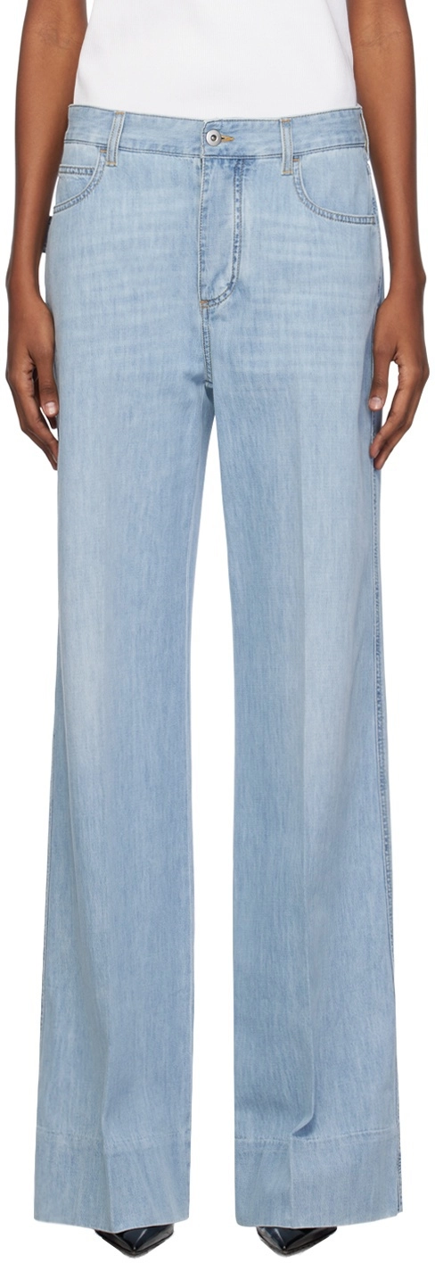 Bottega Veneta Logo Patch Wide Leg Jeans
