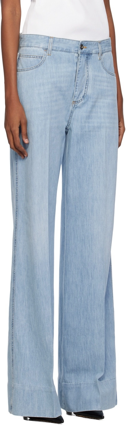 Bottega Veneta Logo Patch Wide Leg Jeans