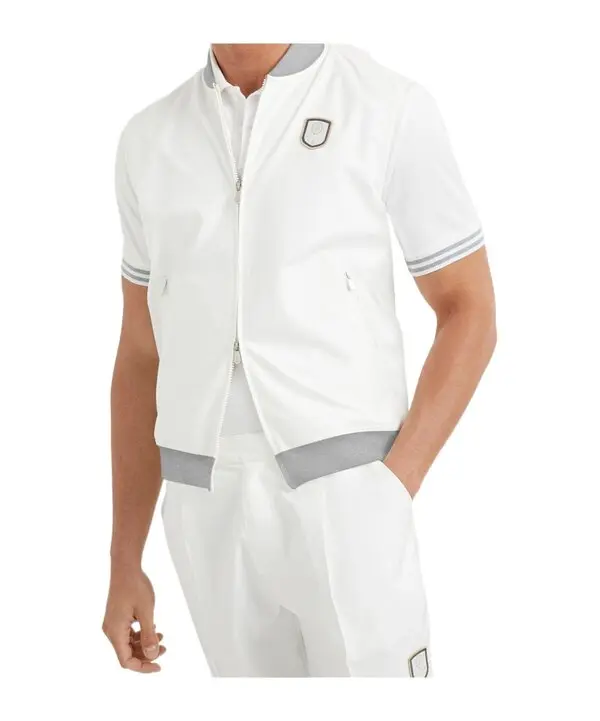 Brunello Cucinelli Tennis Badge Stripe Sweatshirt - White