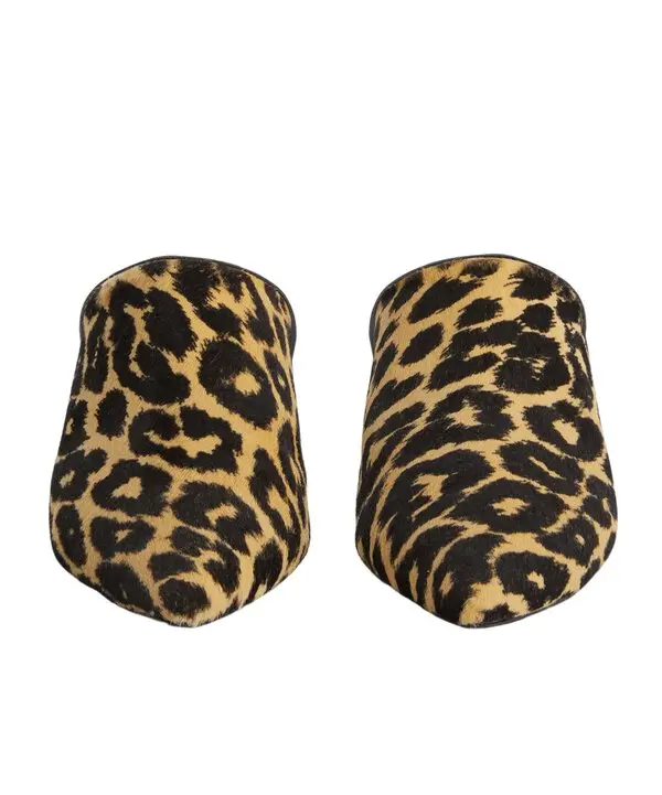 JIL SANDER Leopard-printed Calf Hair Pointed Toe Mules - Black
