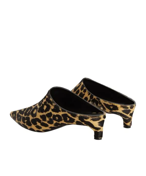 JIL SANDER Leopard-printed Calf Hair Pointed Toe Mules - Black