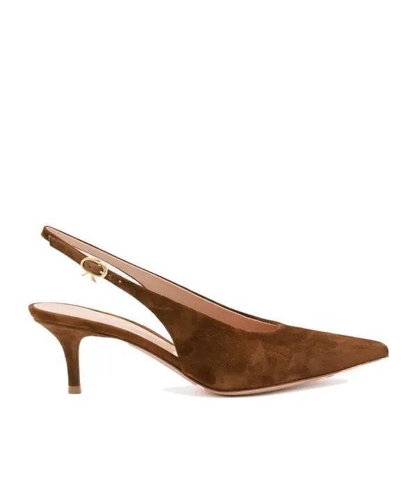 GIANVITO ROSSI Robbie Kitten Heel Slingback Pumps - Brown