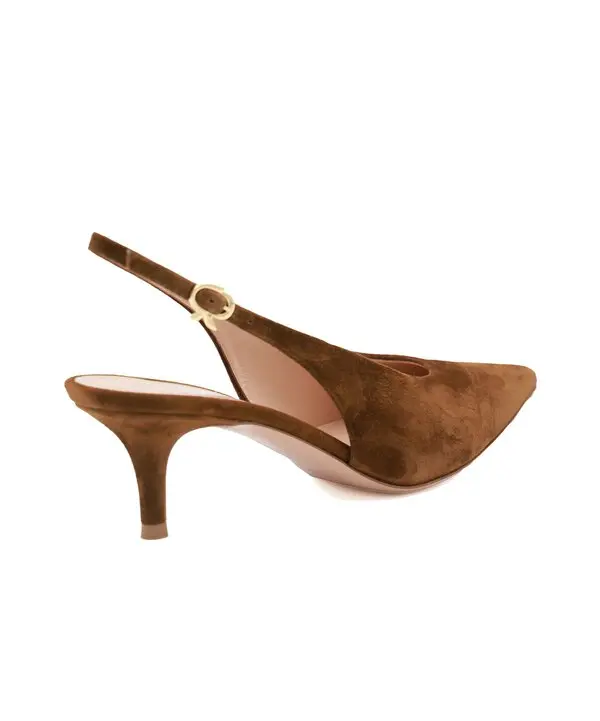 GIANVITO ROSSI Robbie Kitten Heel Slingback Pumps - Brown