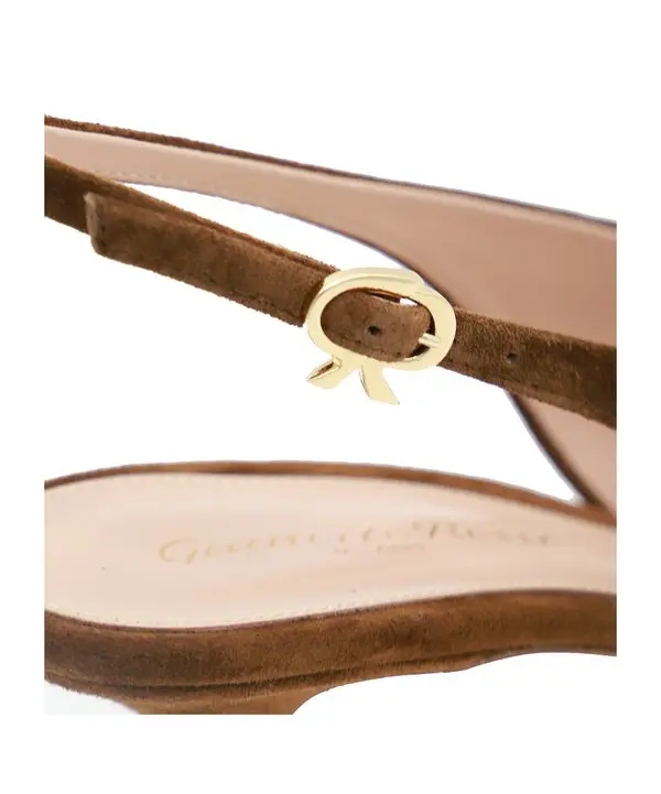 GIANVITO ROSSI Robbie Kitten Heel Slingback Pumps - Brown