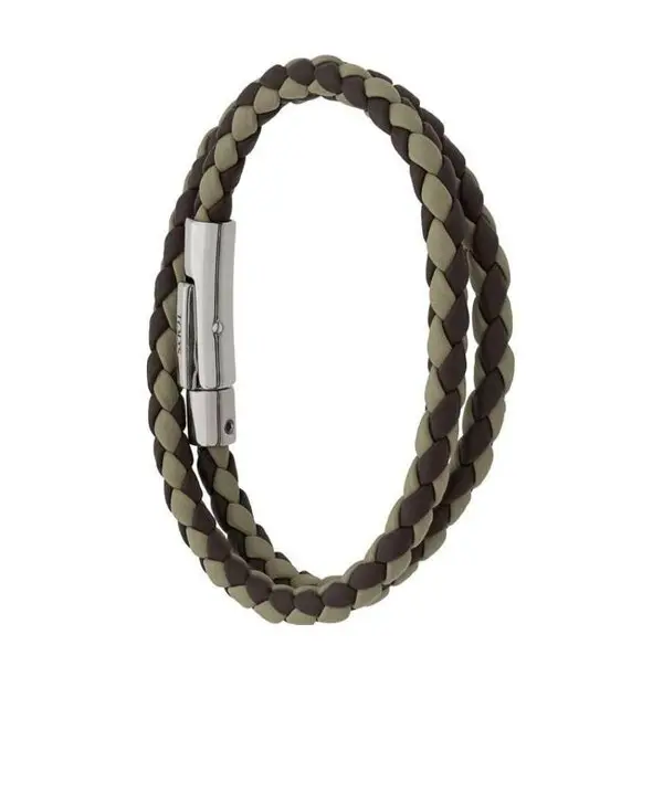 TOD'S Braided Woven Bracelet With Logo Clasp - Black
