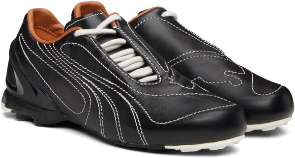 PUMA Vs-1 Leather Lace-up Sneakers - Black