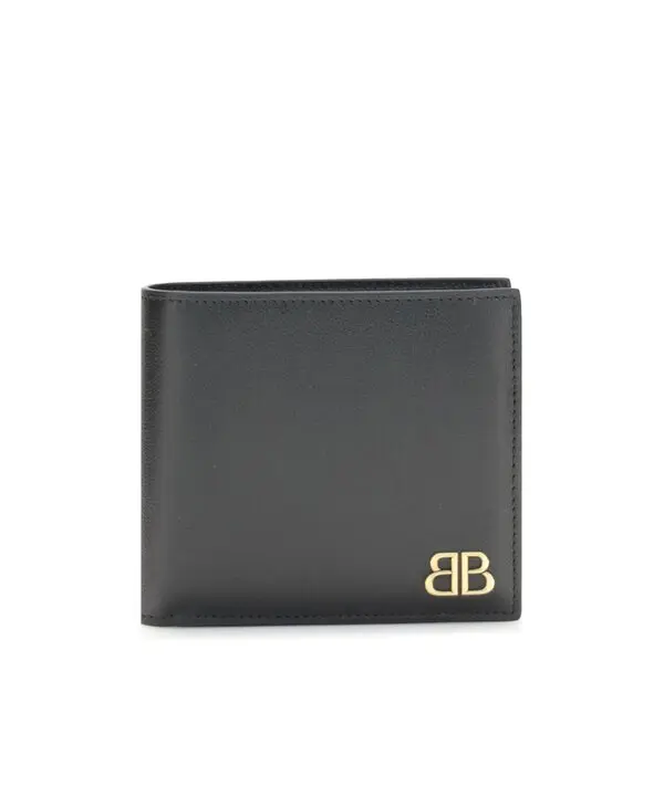 Balenciaga Bb-logo Leather Wallet - Black