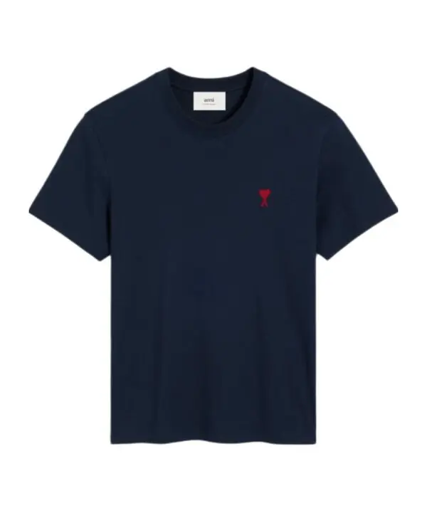 Ami Logo Embroidered Crewneck T-shirt - Night Blue