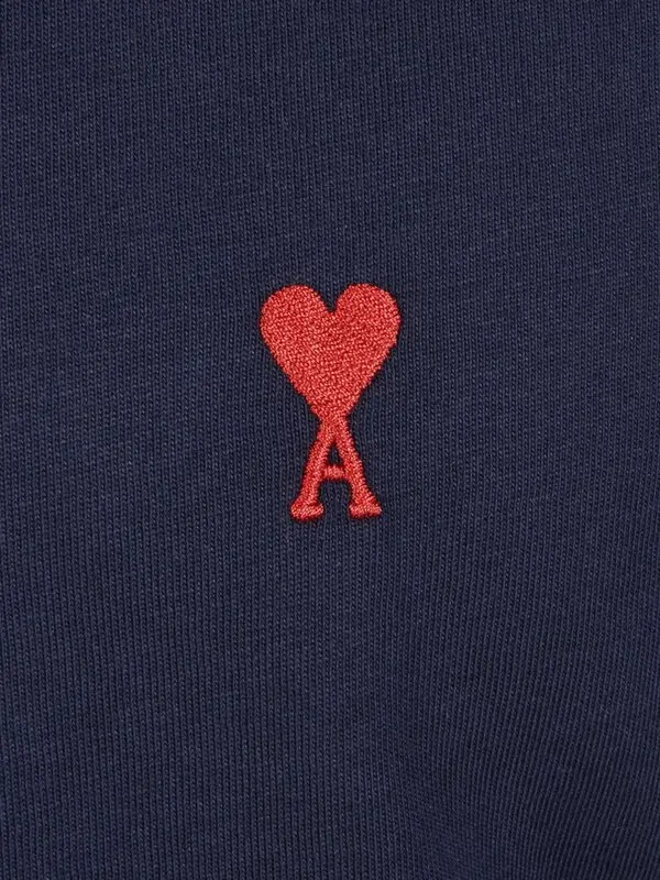 AMI Paris De Coeur Embroidered Crewneck T-shirt - Night Blue