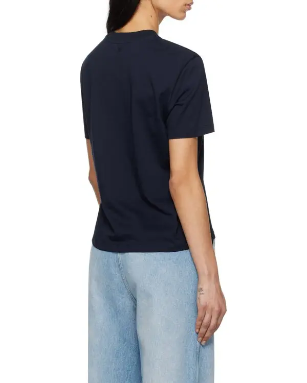 AMI Paris De Coeur Embroidered Crewneck T-shirt - Night Blue