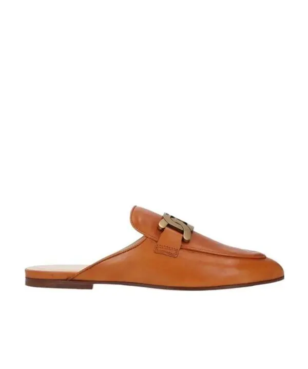 TOD'S Chain-link Leather Mules - Brown