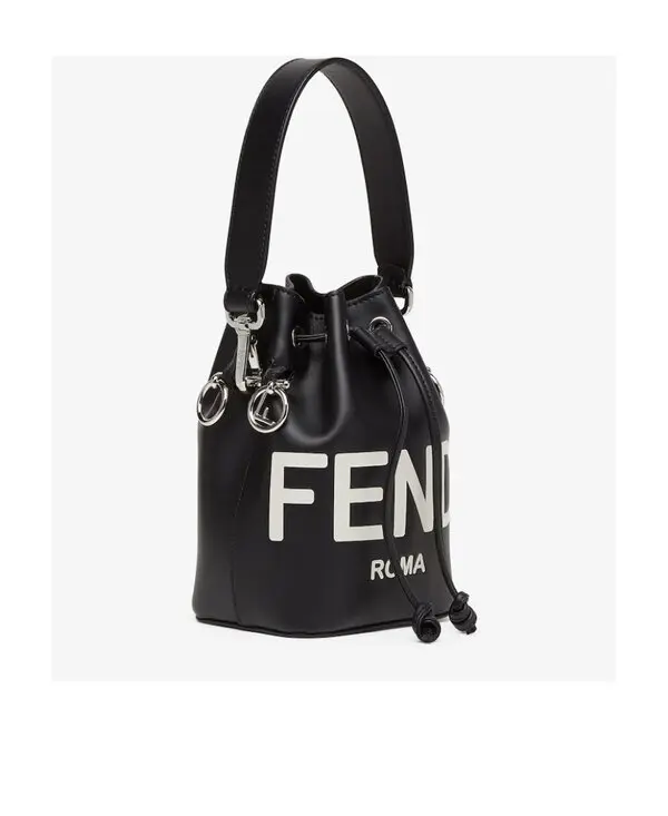 Fendi Leather Mini Bucket Bag With Alphabet Print