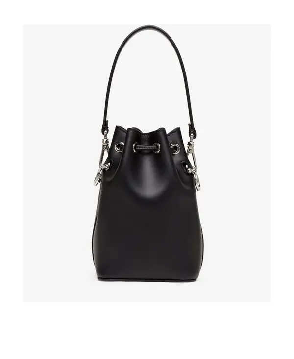 Fendi Leather Mini Bucket Bag With Alphabet Print