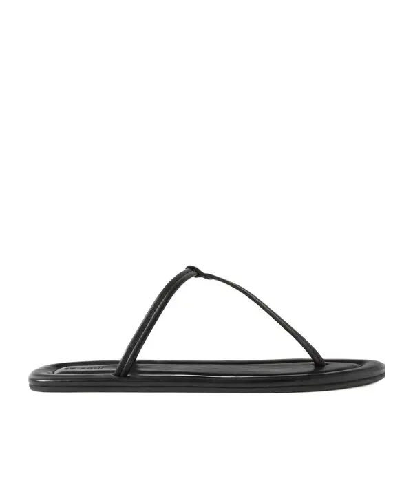 ST. AGNI Leather T-shirt Thong Sandals - Black