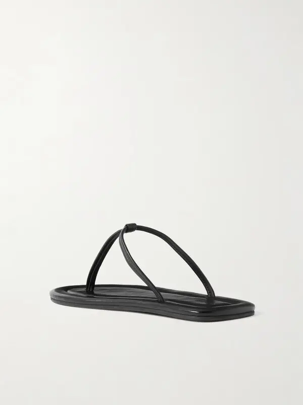 ST. AGNI Leather T-shirt Thong Sandals - Black