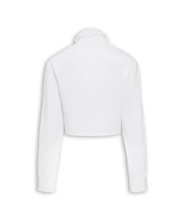 Alaïa Cropped Cotton Poplin Shirt With High Collar