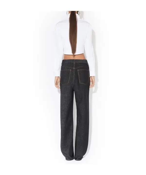 Alaïa Cropped Cotton Poplin Shirt With High Collar
