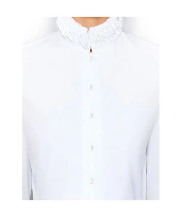 Alaïa Cropped Cotton Poplin Shirt With High Collar