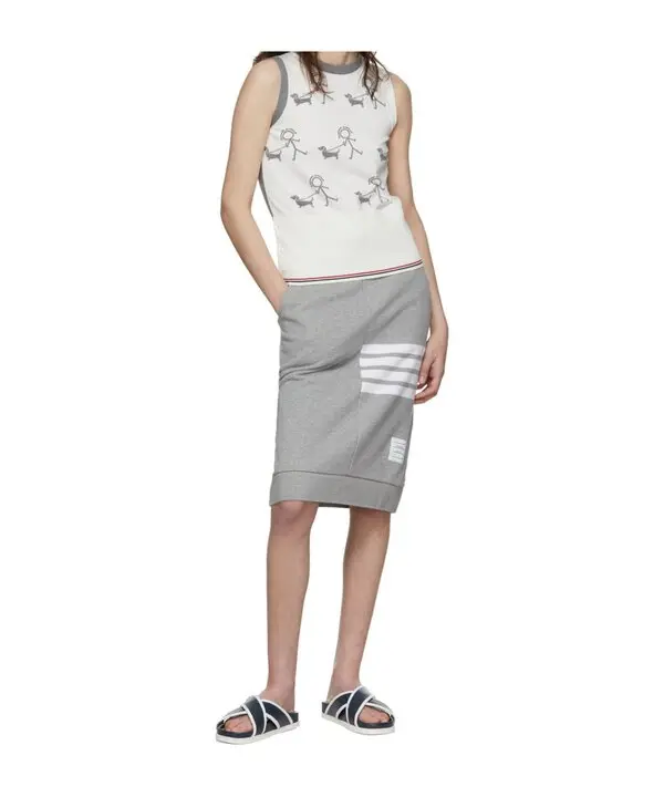 Thom Browne 4-bar Fitted Midi Skirt