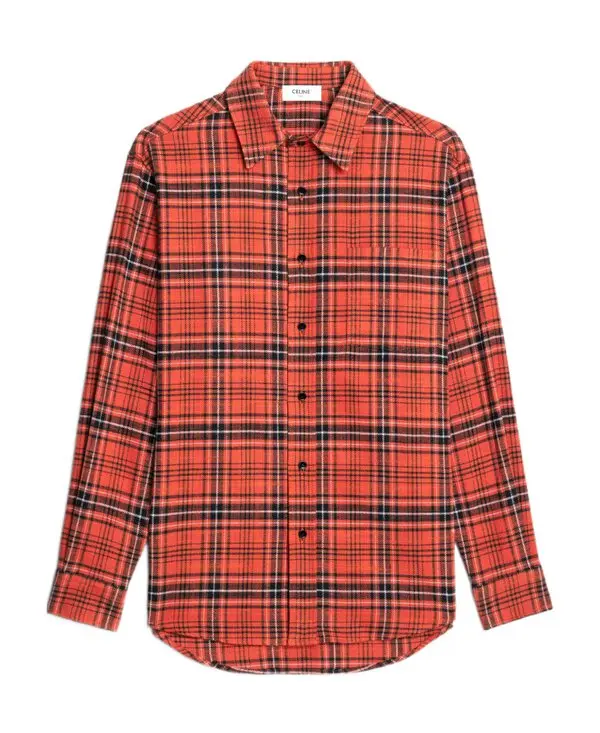Celine Oversized Shirt In Cotton Checks
