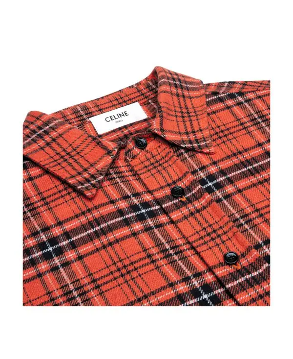 Celine Oversized Shirt In Cotton Checks