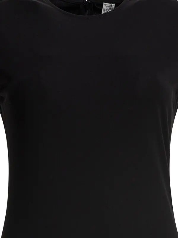 TOTEME Short-sleeved Crewneck Maxi Dress - Black
