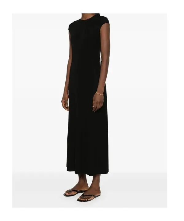 TOTEME Short-sleeved Crewneck Maxi Dress - Black