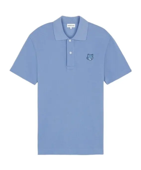 Maison Kitsuné Bold Fox Head Patch Polo Shirt - Blue