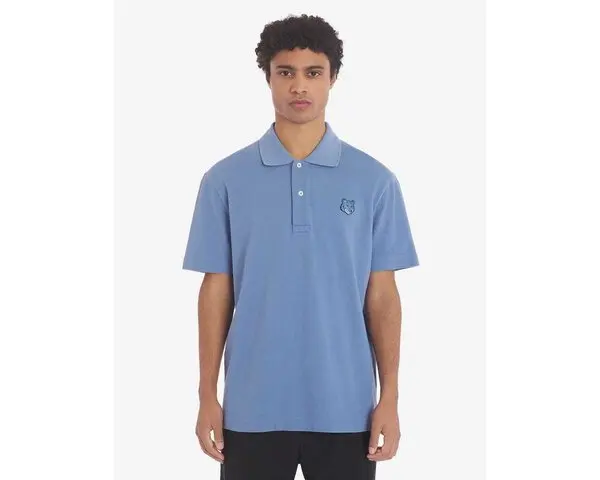 Maison Kitsuné Bold Fox Head Patch Polo Shirt - Blue