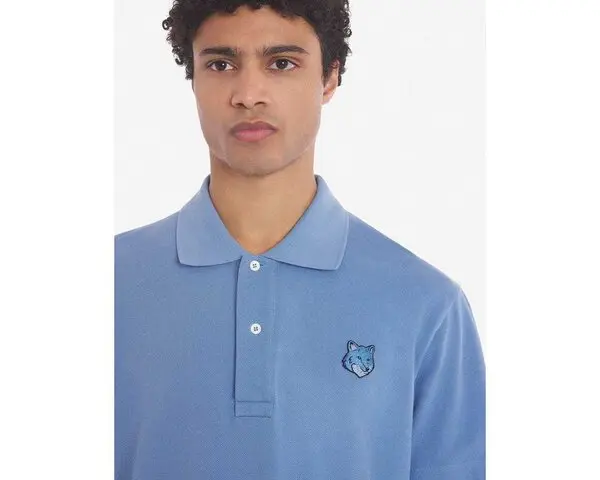 Maison Kitsuné Bold Fox Head Patch Polo Shirt - Blue