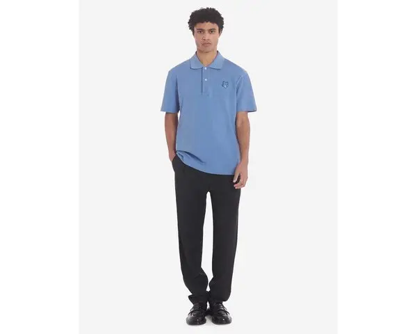 Maison Kitsuné Bold Fox Head Patch Polo Shirt - Blue