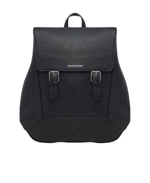 Alexander McQueen Logo-lettering Foldover Top Backpack - Black