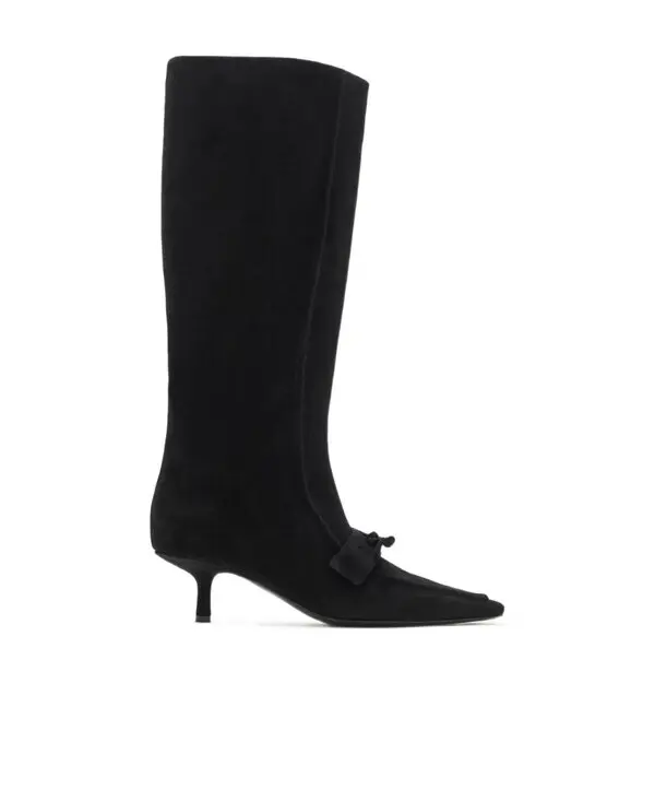 Burberry Square-toe Knee-high Boots With Bow Detailing