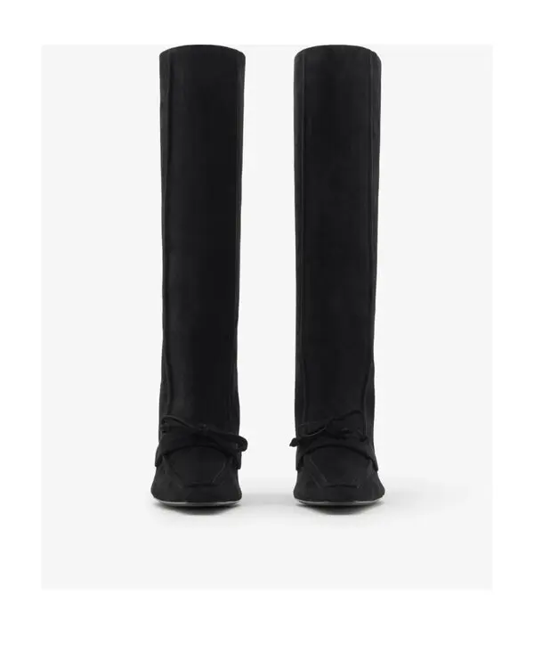 Burberry Square-toe Knee-high Boots With Bow Detailing