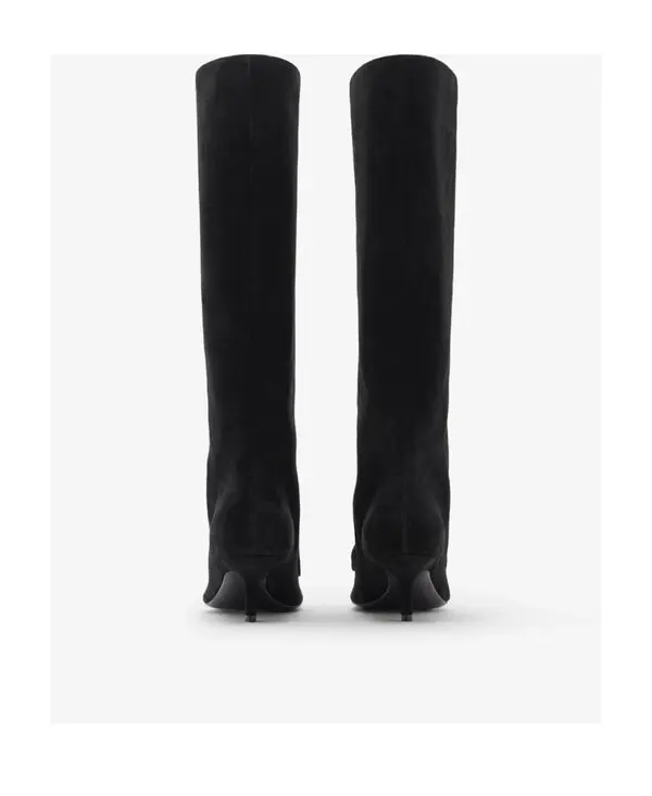 Burberry Square-toe Knee-high Boots With Bow Detailing