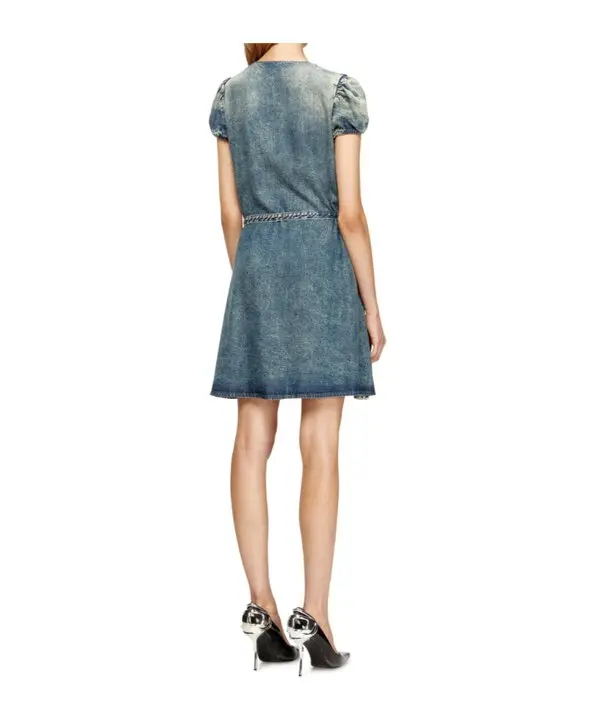 DIESEL® Puff Sleeve Buttoned Front Mini Dress