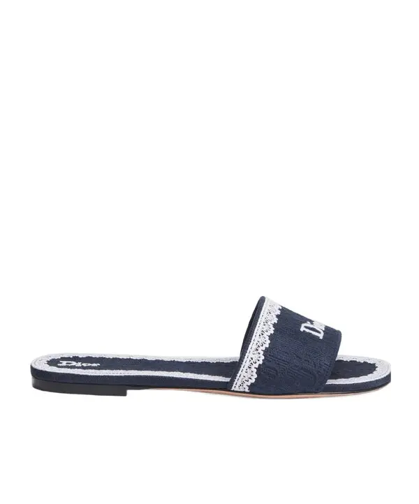 Dior Lace Detail Slides - Blue