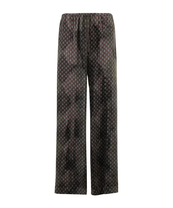 Dries Van Noten Printed Elastic Waist Trousers - Black