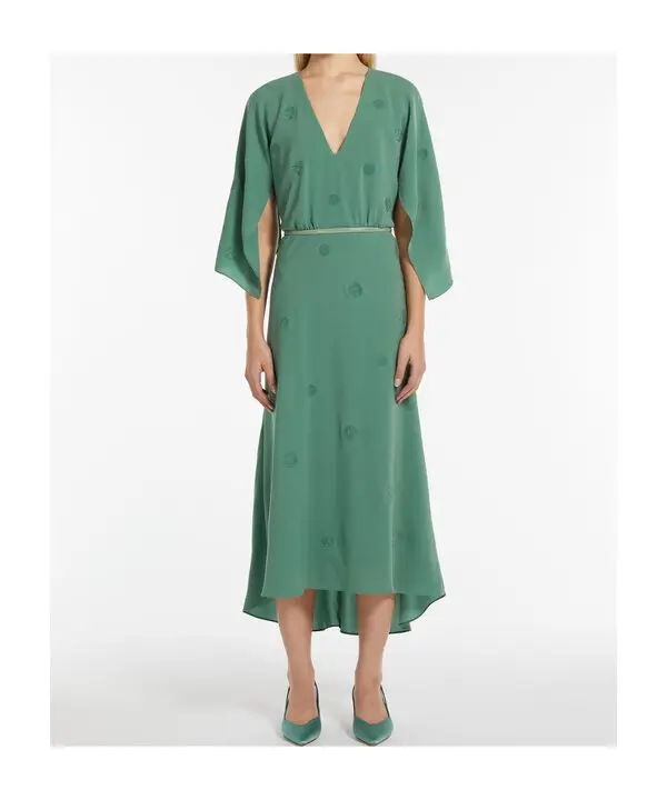 Max Mara Embellished V-neck Short-sleeved Dress