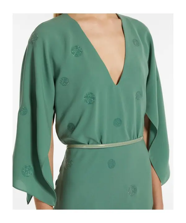 Max Mara Embellished V-neck Short-sleeved Dress