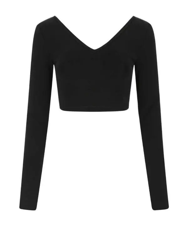 Givenchy V-neck Long-sleeve Cropped Top