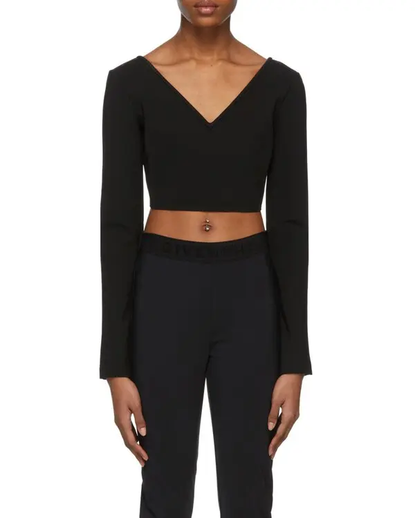 Givenchy V-neck Long-sleeve Cropped Top