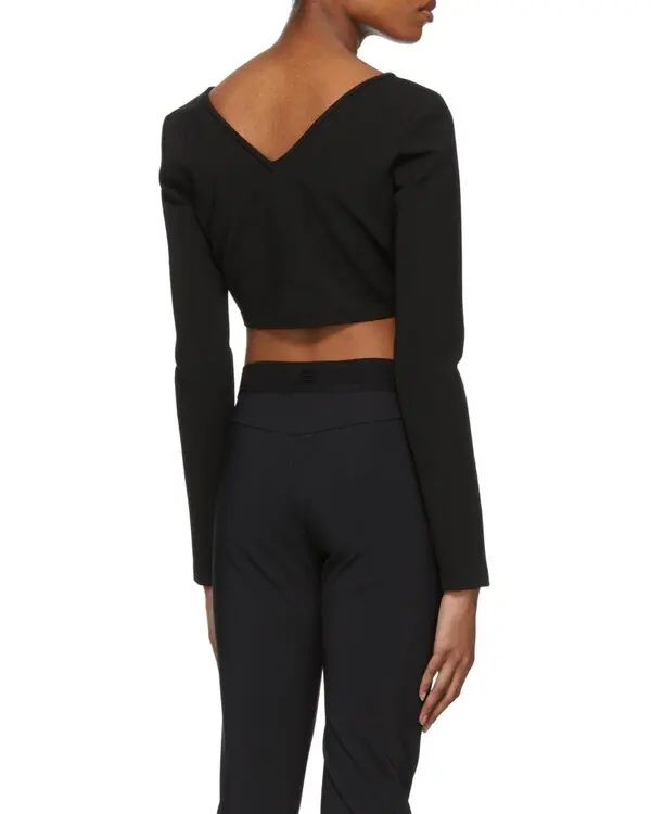 Givenchy V-neck Long-sleeve Cropped Top