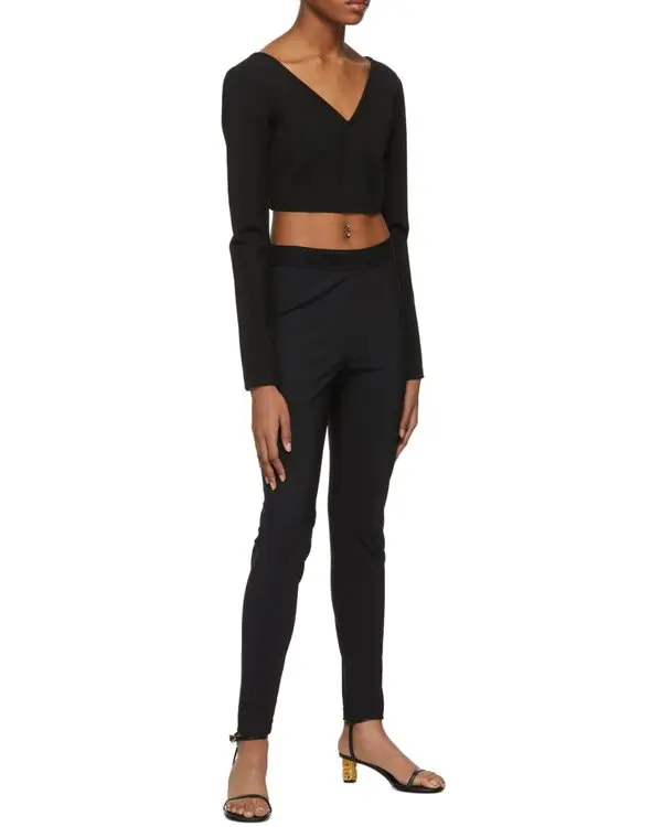 Givenchy V-neck Long-sleeve Cropped Top